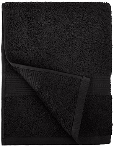 Amazon Basics 6-Piece Fade Resistant Bath, Hand and Washcloth Towel Set - Black