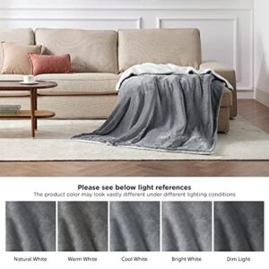 BEDSURE Sherpa Fleece Throw Blanket Twin Size for Couch - Thick and Warm Blankets for Winter, Soft and Fuzzy Twin Blanket for Bed, Grey, 60x80 Inches