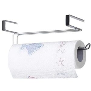 paper towel hanger holder stainless steel kitchen roll paper towel holder tissue hanger organizer rack for kitchen under cabinet over door (paper towel holder)