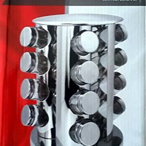 17 Pc Stainless Steel Carousel Spice Rack with Glass Jars