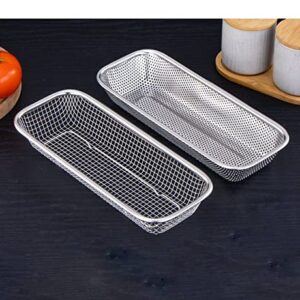 Tonsny Dishwasher Basket Stainless Steel Mesh Silverware Strainer Drying Rack Utensil Holder Cutlery Silverware Basket with Round Hole, Sliver, Dishwasher-BS2H