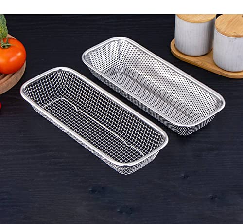 Tonsny Dishwasher Basket Stainless Steel Mesh Silverware Strainer Drying Rack Utensil Holder Cutlery Silverware Basket with Round Hole, Sliver, Dishwasher-BS2H