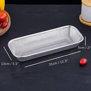 Tonsny Dishwasher Basket Stainless Steel Mesh Silverware Strainer Drying Rack Utensil Holder Cutlery Silverware Basket with Round Hole, Sliver, Dishwasher-BS2H