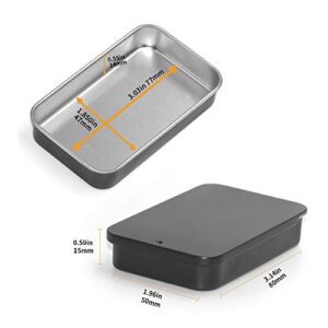 Gere 6 Pack Metal Rectangular Sliding Lid Tin Boxes Black, Containers Portable Box Small Storage Kit Home Organizer, Model 805015