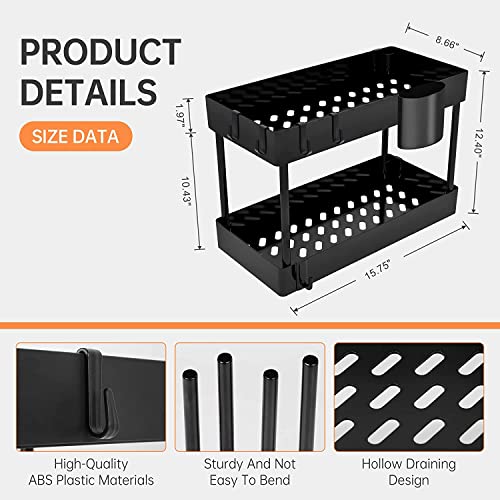 TELEGLO Under Sink Organizer 2-Pack Shelf Under Cabinet Storage Multi-Use for Under Kitchen Bathroom Sink Organizers and Storage