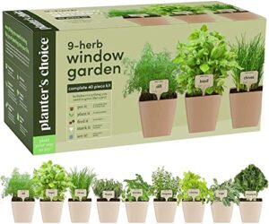 window herb garden – indoor 9 herb starter kit – unique gardening gifts for women & men, mom, her – kitchen windowsill growing kit – grow 9 plants – best unusual birthday christmas gift for cooking