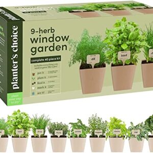 Window Herb Garden - Indoor 9 Herb Starter Kit - Unique Gardening Gifts for Women & Men, Mom, Her - Kitchen Windowsill Growing Kit - Grow 9 Plants - Best Unusual Birthday Christmas Gift for Cooking