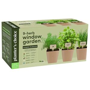 Window Herb Garden - Indoor 9 Herb Starter Kit - Unique Gardening Gifts for Women & Men, Mom, Her - Kitchen Windowsill Growing Kit - Grow 9 Plants - Best Unusual Birthday Christmas Gift for Cooking