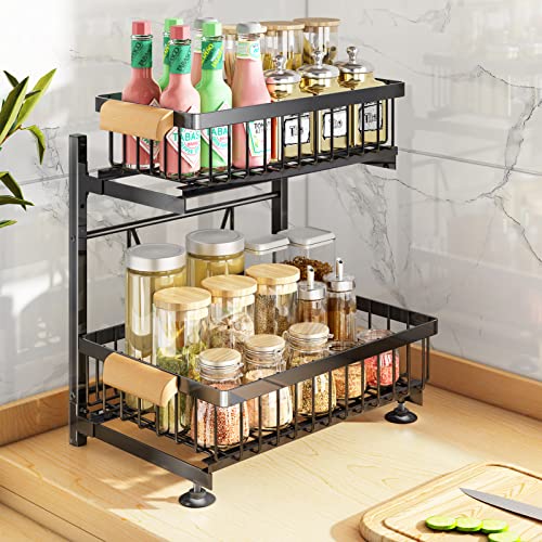 Under Sink Organizer, PXRACK Pull Out Cabinet Organizer 2-Tier Slide-out Sliding Shelf Under Cabinet Storage Multi-purpose for Under Kitchen Bathroom Sink Living Room Organizers and Storage