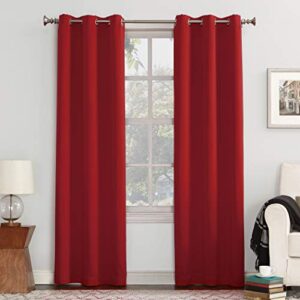 sun zero easton energy saving blackout grommet curtain panel, 40″ x 84″, red