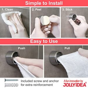 JOLLYiDEA Kitchen Dish Towel Rag Holder - Self Adhesive Push Hooks for Towel Stick On Hook No Drilling Grabber for Kitchen Sink Bathroom Wall Hand Washcloth Hanging Rack, 6 Pack Small Hangers 1 Gift