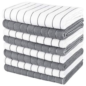 AIDEA Dish Towels-8Pack, 18”x26”, Super Soft and Absorbent, Multi-Purpose Microfiber Kitchen Towels for Home, Kitchen-Grey/White