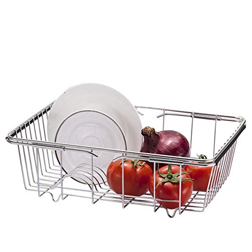 kaileyouxiangongsi Adjustable Over Sink Dish Drying Rack Stainless Steel Dish Drainer, On Counter or In Sink Dish Rack, Deep and Large- Rustproof