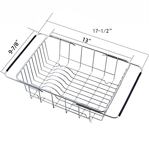 kaileyouxiangongsi Adjustable Over Sink Dish Drying Rack Stainless Steel Dish Drainer, On Counter or In Sink Dish Rack, Deep and Large- Rustproof