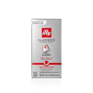 illy lungo classico coffee, classic roast (medium roast) (100-count single serve capsules, compatible with nespresso original line system coffee machines)