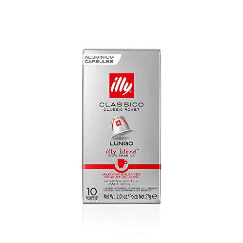 illy Lungo Classico Coffee, Classic Roast (Medium Roast) (100-Count single serve capsules, compatible with Nespresso Original Line System coffee machines)