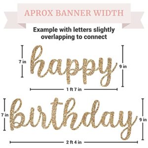 Pre-Strung Happy Birthday Banner - NO DIY - Gold Glitter Birthday Party Banner in Script - Pre-Strung Garland on 6 ft Strands - Gold Birthday Party Decorations & Decor. Did we mention no DIY?