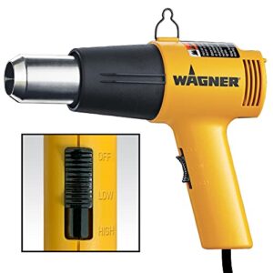 wagner spraytech 0503008 ht1000 heat gun, 2 temp settings 750ᵒf & 1000ᵒf, great for soften paint, caulking, adhesive, putty removal, shrink wrap, bend plastic pipes, loosen rusted nuts or bolts