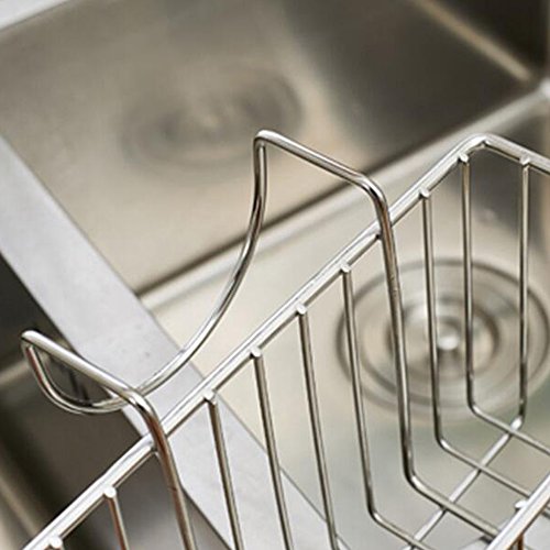 TuuTyss Stainless Steel Large Capacity Hanging Sink Caddy Organizer Sponge Holder Rack for Kitchen with Dish Cloth Rod