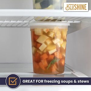 [24 Sets] 32 oz. Plastic Deli Food Storage Containers with Airtight Leak Proof Lids - Reusable - Microwave, Fridge, and Freezer Safe