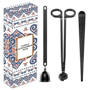 ronxs 3 in 1 candle accessory set, candle wick trimmer cutter, candle snuffer extinguisher, wick dipper with gift package for candle lover (black)