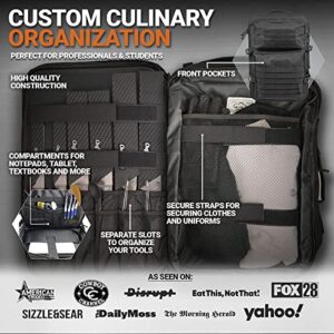 Chef Knife Bag Tactical Backpack | Knife Carrying Case with 30+ Pockets for Knives and Culinary Tools | Knife Organizer Bag for Chefs & Culinary Students | Knives & Tools Not Included (XL Size)