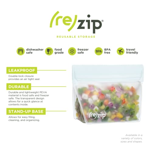 rezip 5-Piece Stand-Up Reusable BPA-Free Food Grade Storage Bag Pack n' Go Kit, Leakproof, Freezer Safe, Dishwasher Safe, Travel Friendly, (1) Quart (4-Cup/32-Ounce), (2) 2-Cup (16-Ounce), (2) Snack (1-Cup/8-Ounce), (Multicolor)