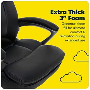 Serta Big & Tall Executive Office Chair High Back All Day Comfort Ergonomic Lumbar Support, Bonded Leather, Black