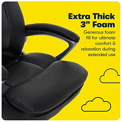 Serta Big & Tall Executive Office Chair High Back All Day Comfort Ergonomic Lumbar Support, Bonded Leather, Black