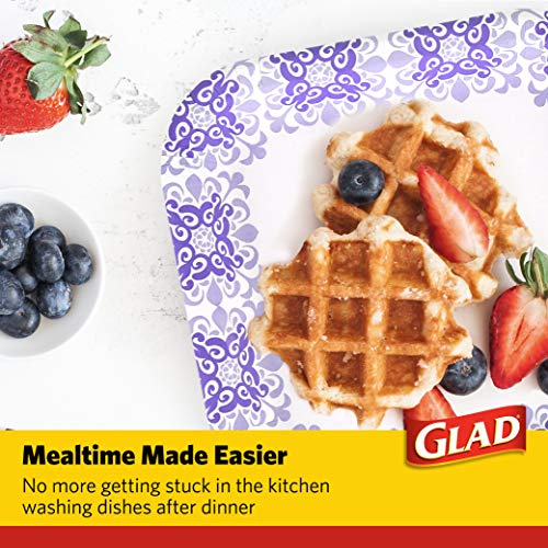 Glad Square Disposable Paper Plates for All Occasions | Soak Proof, Cut Proof, Microwaveable Heavy Duty Disposable Plates | 8.5" Diameter, 50 Count Bulk Paper Plates