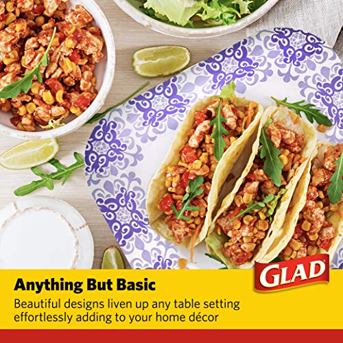 Glad Square Disposable Paper Plates for All Occasions | Soak Proof, Cut Proof, Microwaveable Heavy Duty Disposable Plates | 8.5" Diameter, 50 Count Bulk Paper Plates