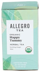 allegro tea, organic happy tummy tea bags, 20 ct