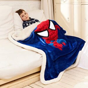 cosusket marvel kids spiderman throw blanket, signed jointly 3d cartoon embroidery sherpa blanket boys gifts