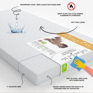 dream on me sunset 3” extra firm fiber crib mattress, greenguard gold certified, waterproof vinyl cover, baby mattresses for cribs, fits mini and portable cribs