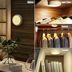 Puck Lights, 16 Colors Changeable LED Puck lightings Battery Powered dimmable Under Cabinet Lights Wireless Under Counter Lights Mini Night Light, with 2 Remote Controls & Timing Function