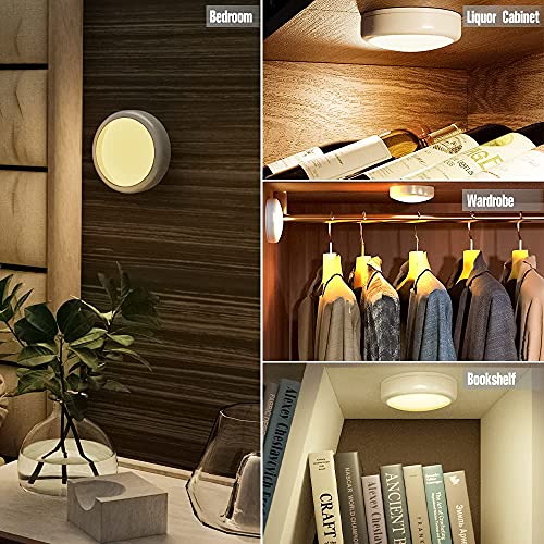 Puck Lights, 16 Colors Changeable LED Puck lightings Battery Powered dimmable Under Cabinet Lights Wireless Under Counter Lights Mini Night Light, with 2 Remote Controls & Timing Function