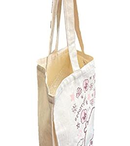 EITAI T029 Sanrio Little Twin Stars Cute Tote Bag, Shopping Bag, Kitchen Reusable Grocery Bag, 13.3 in(H) x 11.8 in(L) x 5.5 in(W), White, Pink, One Size