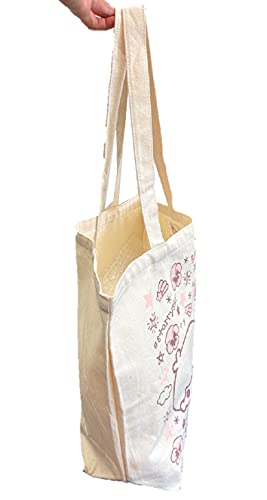 EITAI T029 Sanrio Little Twin Stars Cute Tote Bag, Shopping Bag, Kitchen Reusable Grocery Bag, 13.3 in(H) x 11.8 in(L) x 5.5 in(W), White, Pink, One Size