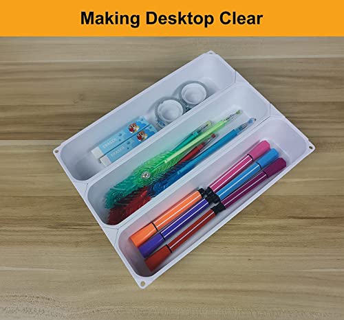 TUNGTAR custom silverware drawer tray small drawer organizer for utensils holder 7.5 inches cutlery tray, DIY organizer for silverware, flatware, knives in Kitchen, Bedroom white 3in1 (White, Small)