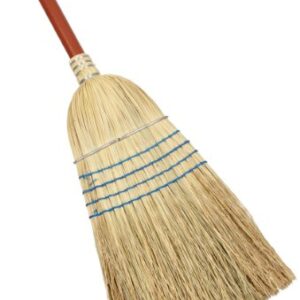 Rubbermaid Commercial Products Heavy-Duty Corn Broom, 1 1/8-Inch Wood Handle, Blue, Indoor/Outdoor Broom for Courtyard/Garage/Lobby/Mall/Office