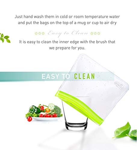 Reusable Gallon Freezer Bags - 6 Pack EXTRA THICK 1 Gallon Bags LEAKPROOF Gallon Storage Bags for Marinate Food & Fruit Cereal Sandwich Snack Meal Prep Travel Items Home Organization Storage