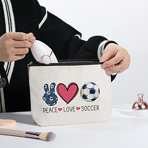 Soccer Gifts Soccer Cosmetic Bag for Girls, Soccer Coach Gifts, Soccer Team Gifts for Football Lovers Players Fans Birthday Gifts for Women Her Girl Teens Football Gifts for Girls