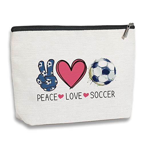 Soccer Gifts Soccer Cosmetic Bag for Girls, Soccer Coach Gifts, Soccer Team Gifts for Football Lovers Players Fans Birthday Gifts for Women Her Girl Teens Football Gifts for Girls