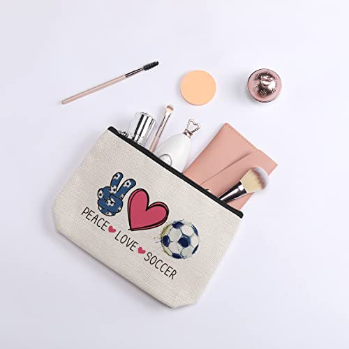 Soccer Gifts Soccer Cosmetic Bag for Girls, Soccer Coach Gifts, Soccer Team Gifts for Football Lovers Players Fans Birthday Gifts for Women Her Girl Teens Football Gifts for Girls