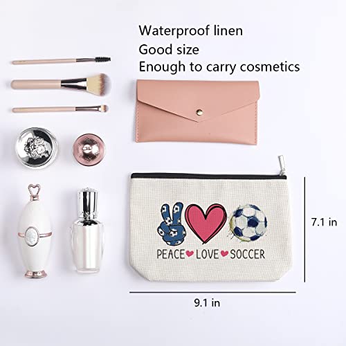 Soccer Gifts Soccer Cosmetic Bag for Girls, Soccer Coach Gifts, Soccer Team Gifts for Football Lovers Players Fans Birthday Gifts for Women Her Girl Teens Football Gifts for Girls