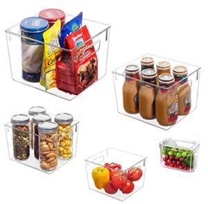 acigi fridge kitchen refrigerator organizer bins box – clear food storage baskets for kitchen, fridge, freezer, cabinets, countertops, bedrooms, stackable plastic household containers, transparent