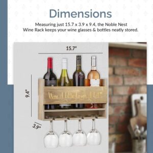 Noble Nest Wine Rack Wall Mounted | Wine Glass Rack | Wine Glass Holder Birthday Gifts for Her | Gifts for Mom | Gift for Wine Lovers | Farmhouse Wall Decor | Hanging Wine Rack