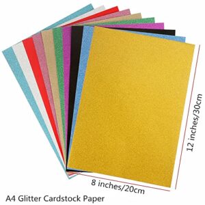 Baisunt 20 Sheets Gold Glitter Cardstock Paper for DIY Art Project, Scrapbook, Birthday Wedding Party Decoration 250GSM(8x12 In, Non Adhesive)