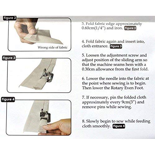 ANYQOO 3 Sizes Rolled Hem Pressure Foot Sewing Machine Presser Foot Hemmer Foot Set (1/2 Inch, 3/4 Inch, 1 Inch) for Singer, Brother, Janome and Other Low Shank Adapter (Rolled Hem Presser Feet)