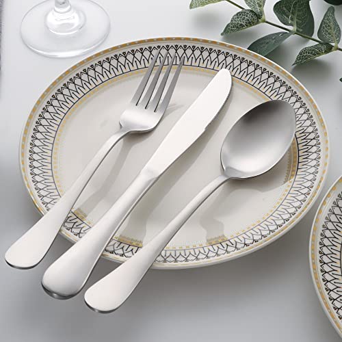 LIANYU 20 Piece Silverware Set, Matte Silverware Flatware Set for 4, Stainless Steel Cutlery Tableware Set, Kitchen Utensils for Home Restaurant Party, Satin Finish, Dishwasher Safe